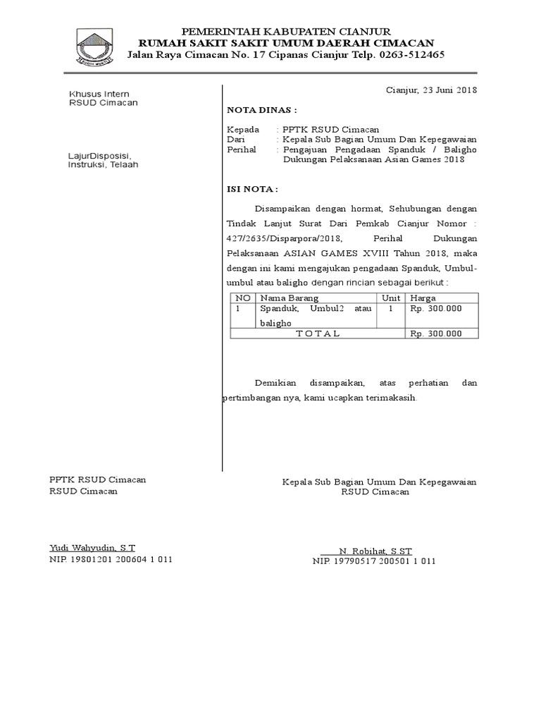 Nota Dinas Pengajuan Spanduk 11 | PDF