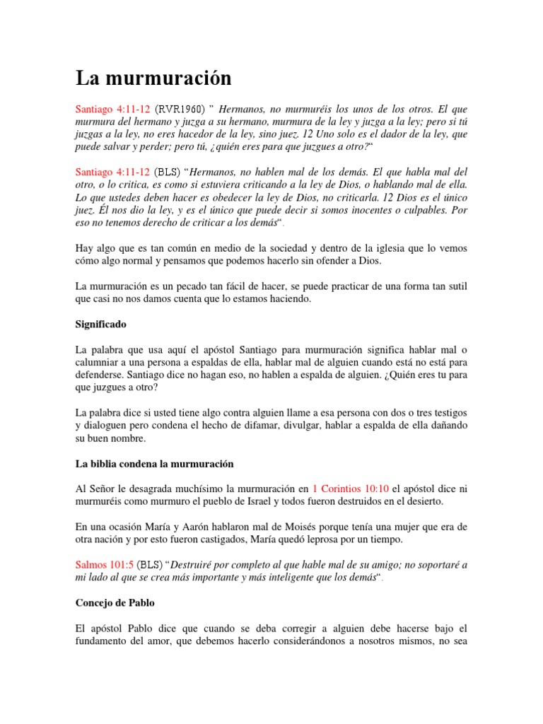 La Murmuración | PDF | Jesús | Fe