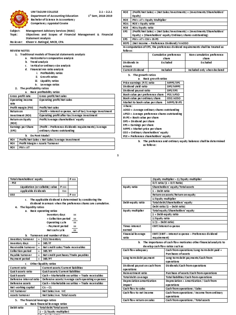 002 MAS FS Analysis Rev00 | PDF | Dividend | Equity (Finance)