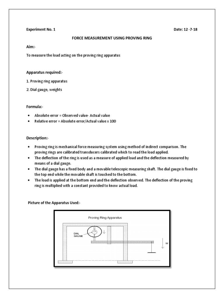 Force Measurement Using Proving Ring Aim | PDF | Weight | Calibration