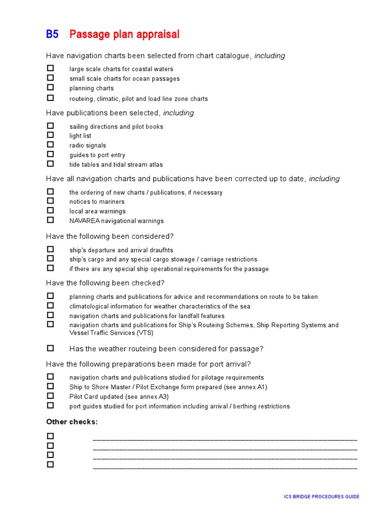 B5 Passage Plan Appraisal