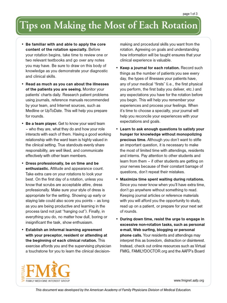 Tips On Making The Most of Each Rotation | PDF | Patient | Experience