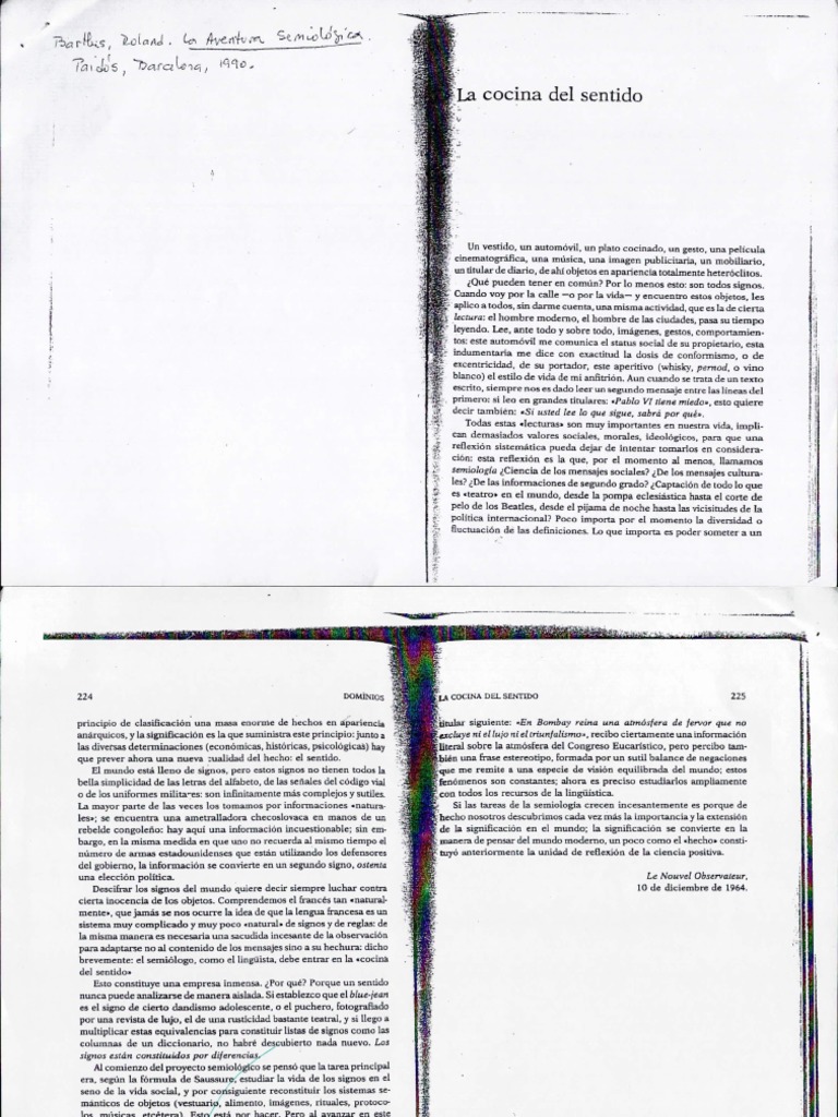 Barthes 1964 La Cocina Del Sentido | PDF