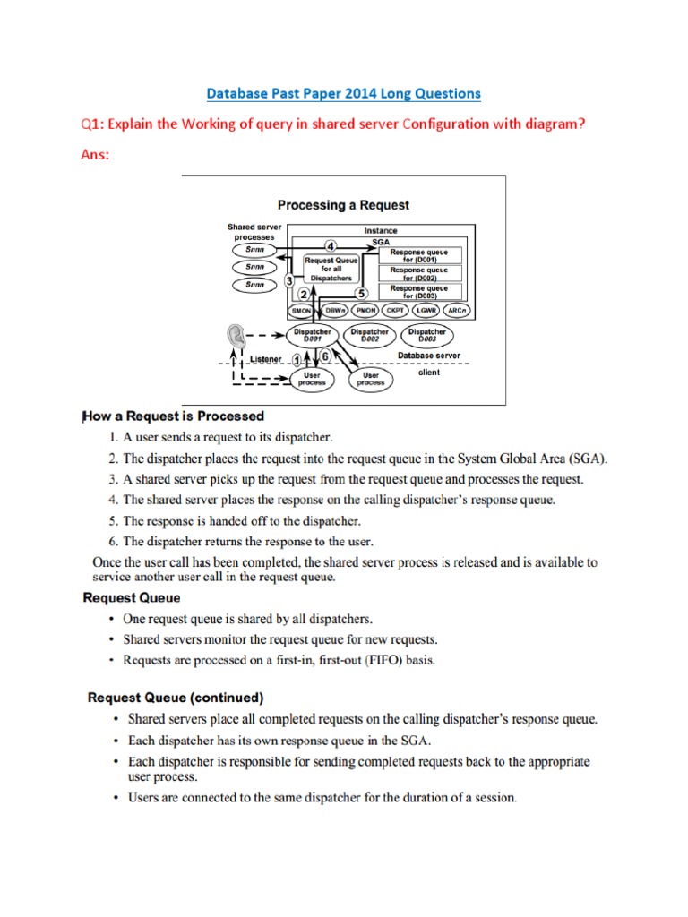 Q1: Explain The Working of Query in Shared Server Configuration With ...