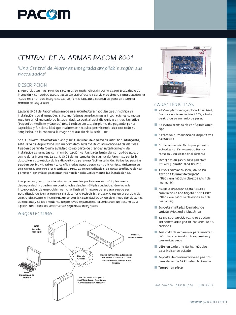Central de Alarmas Pacom 8001 PDF | PDF | Memoria flash | Redes de ...