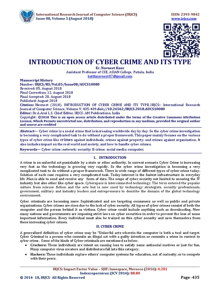 Introduction of Cyber Crime and Its Type | PDF | Cybercrime | Computer ...