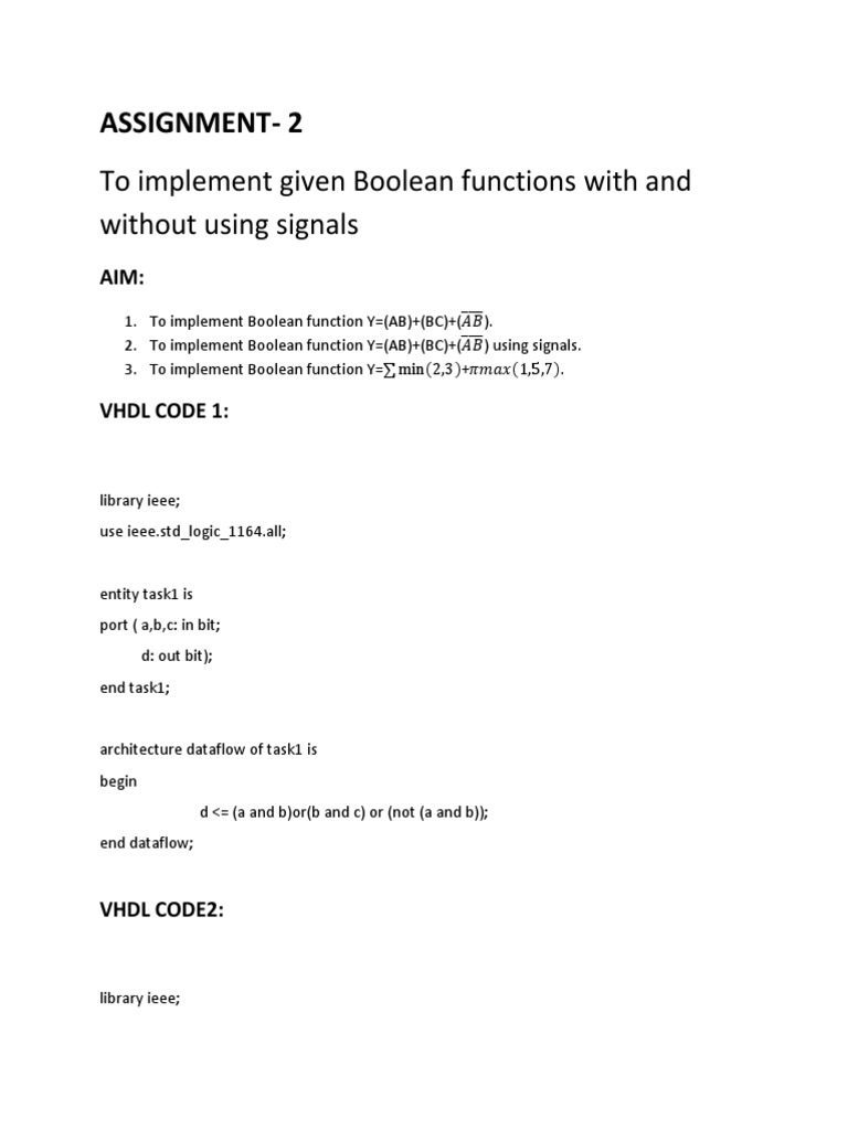 To Implement Given Boolean Functions With and Without Using Signals | PDF