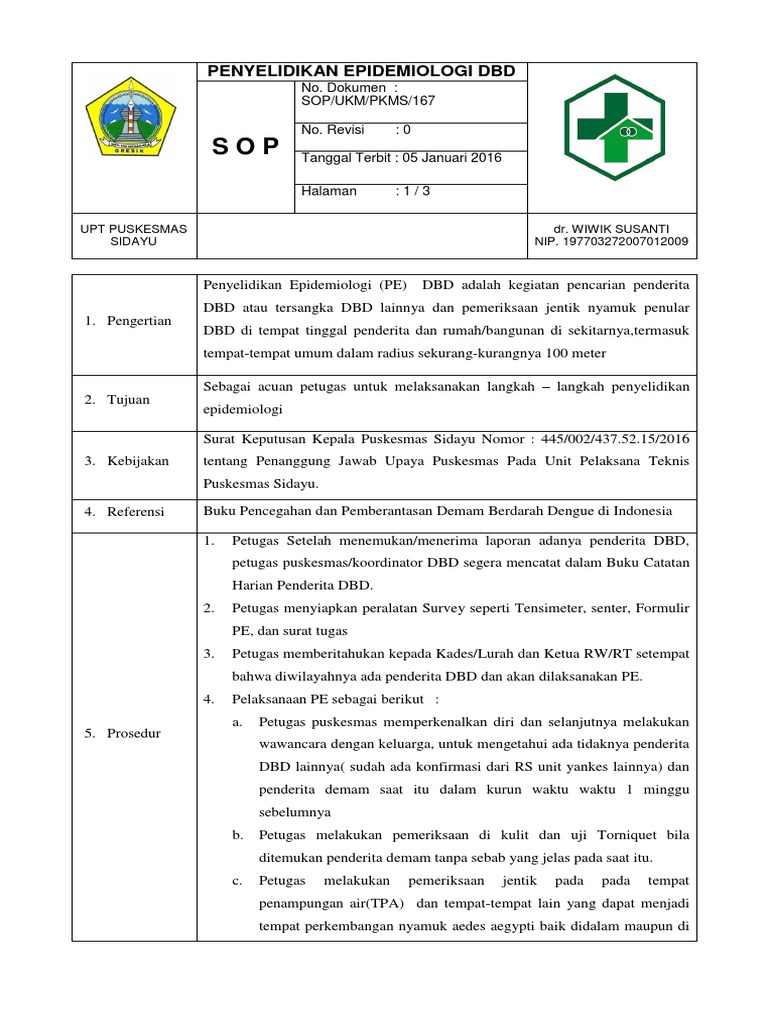 Sop Penyelidikan Epidemiologi1 | PDF