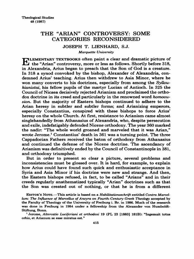 Arian Controversy | PDF | Arianism | Incarnation (Christianity)