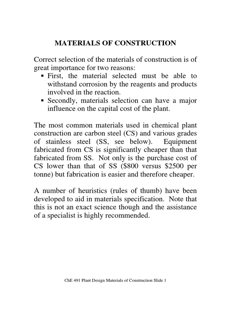 Materials of Construction PDF | PDF | Stainless Steel | Steel