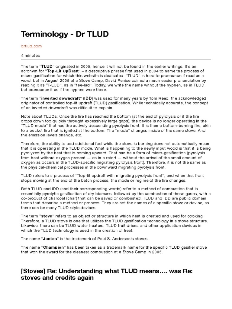 Terminology - DR TLUD: (Stoves) Re: Understanding What TLUD Means . Was ...