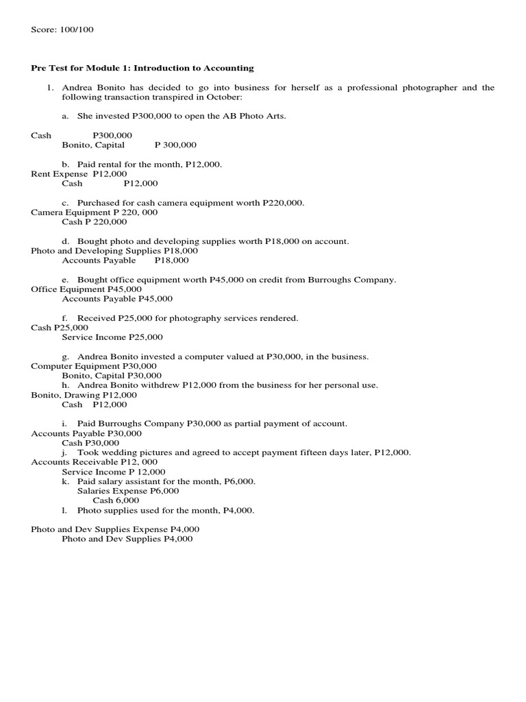 Pre Test Module 1 - Done | PDF