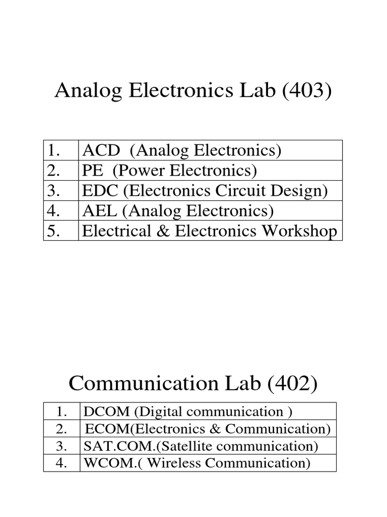 Analog Electronics Lab | PDF