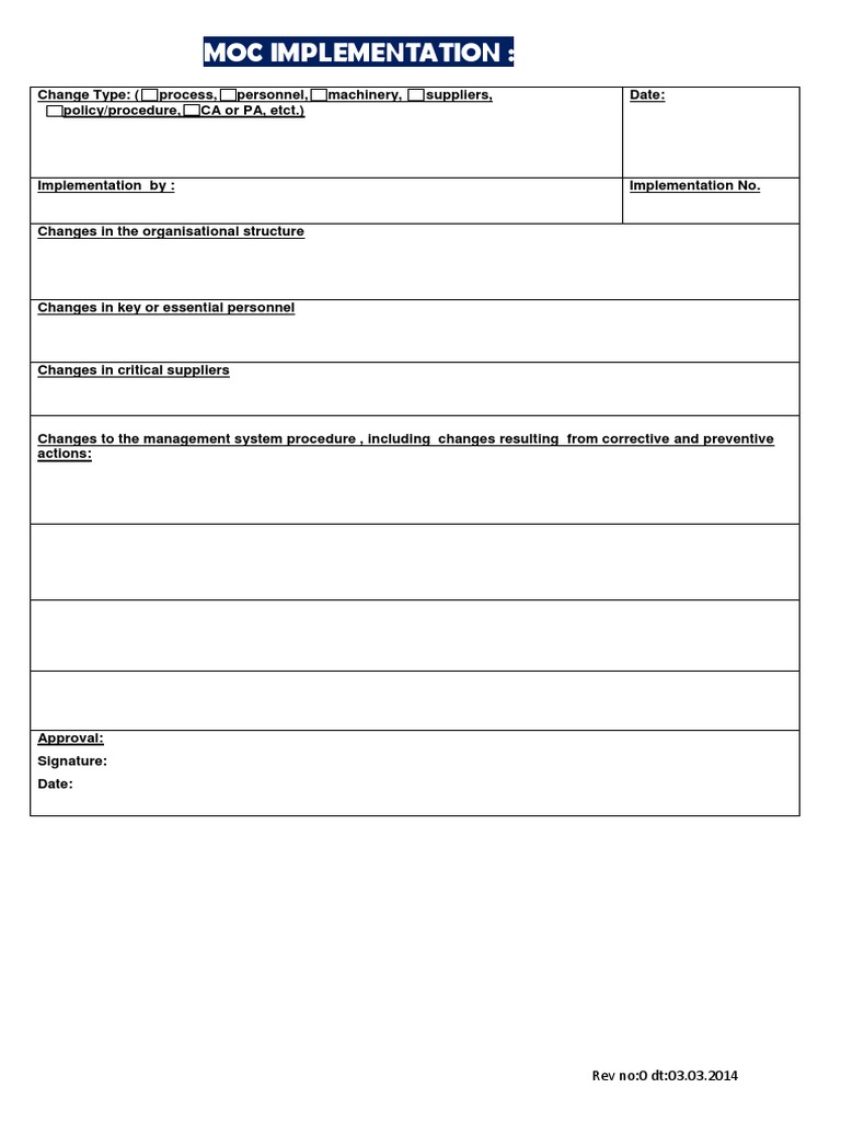 Management of Change Form Template | PDF