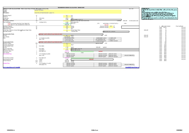 ORIFICE FLOW CALCULATIONS - Refer Crane Flow of Fluids 1983 (Pages 2-14 ...