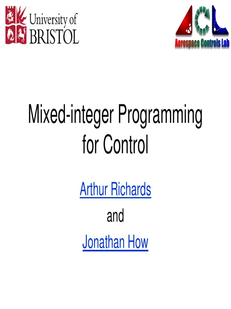 Mixed-Integer Programming For Control: Arthur Richards | PDF | Linear Programming | Convex Set