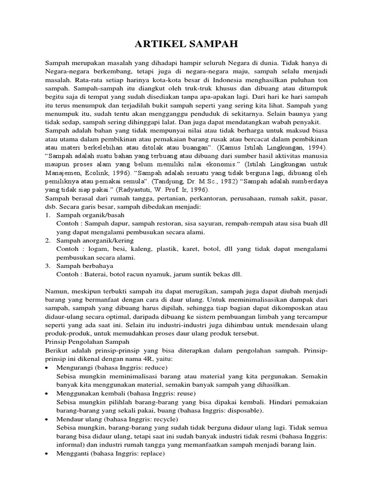 Artikel Sampah | PDF