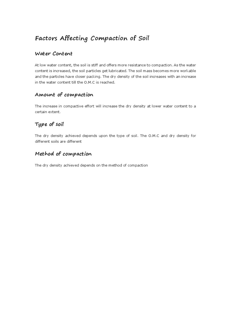 Factors Affecting Compaction of Soil | PDF | Home & Garden | Technology ...