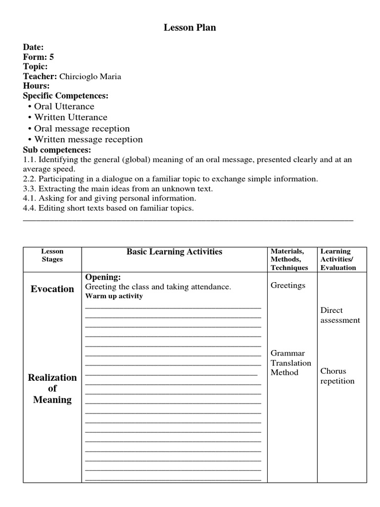Lesson Plan 5 | PDF | Lesson Plan | Change