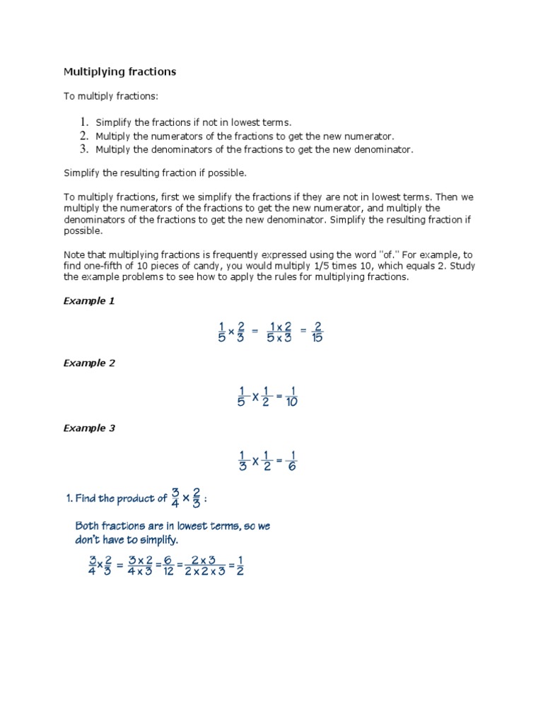 Multiplying Fractions: Example 1 | PDF | Teaching Methods & Materials