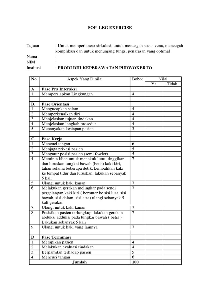 Sop Leg Exercise | PDF