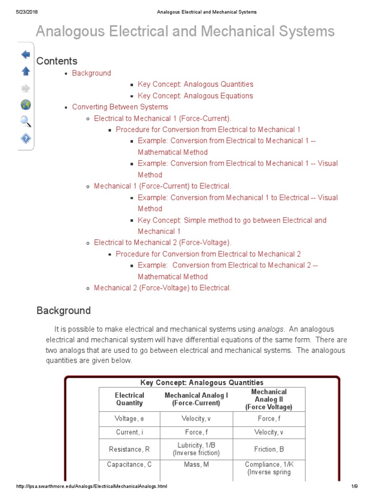 Analogous Electrical and Mechanical Systems | PDF | Electrical Network ...