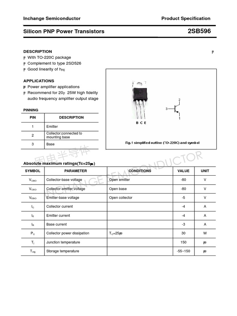 2SB596 | PDF | Bipolar Junction Transistor | Transistor