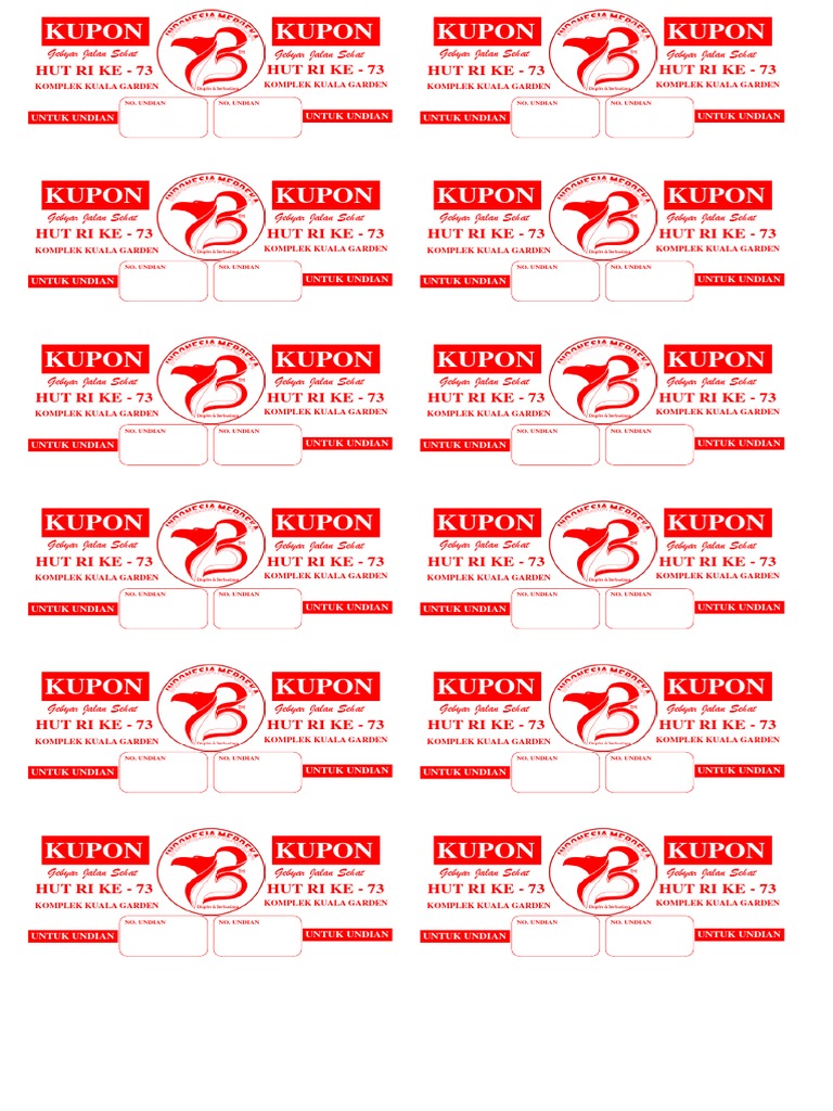 Kupon Jalan Sehat HUT RI Ke-73 | PDF