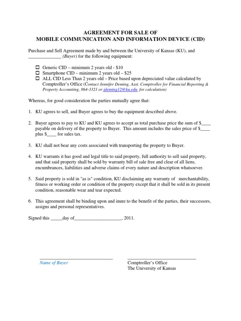 Cell Phone Sales Agreement | PDF