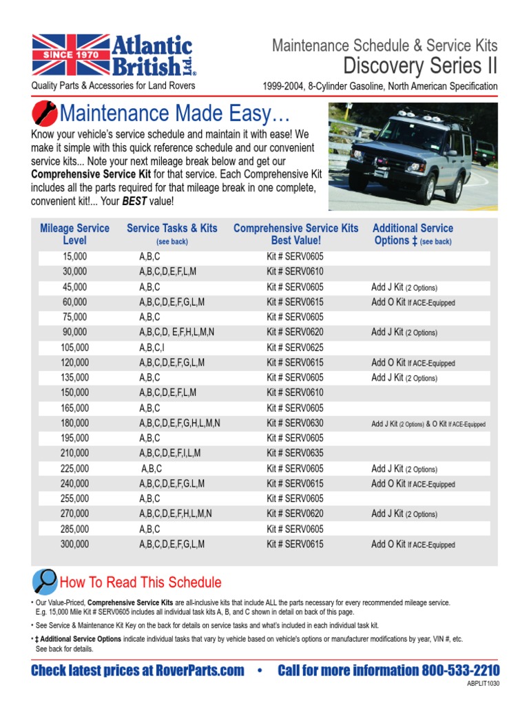 Land Rover Disco II Maintenance Schedule | PDF | Transportation ...