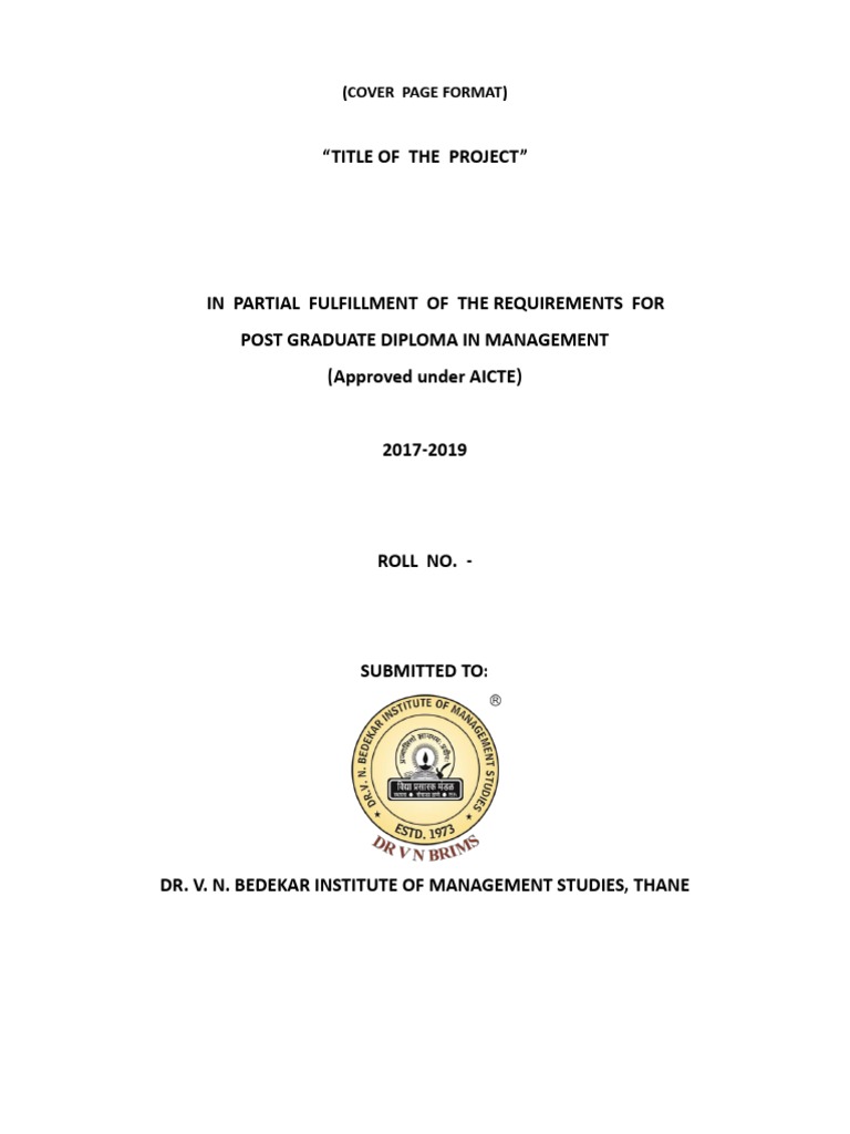 "Title of The Project": (Cover Page Format) | PDF | Postgraduate Education