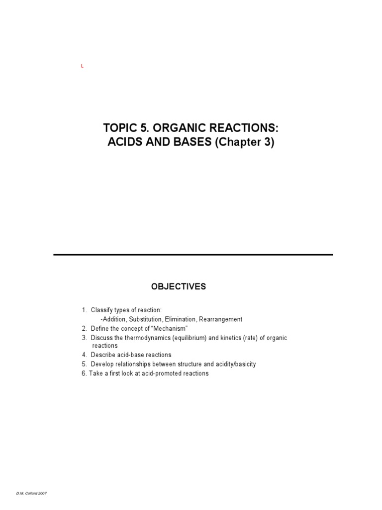 Topic 5. Organic Reactions: ACIDS AND BASES (Chapter 3) : Objectives | PDF | Gibbs Free Energy ...