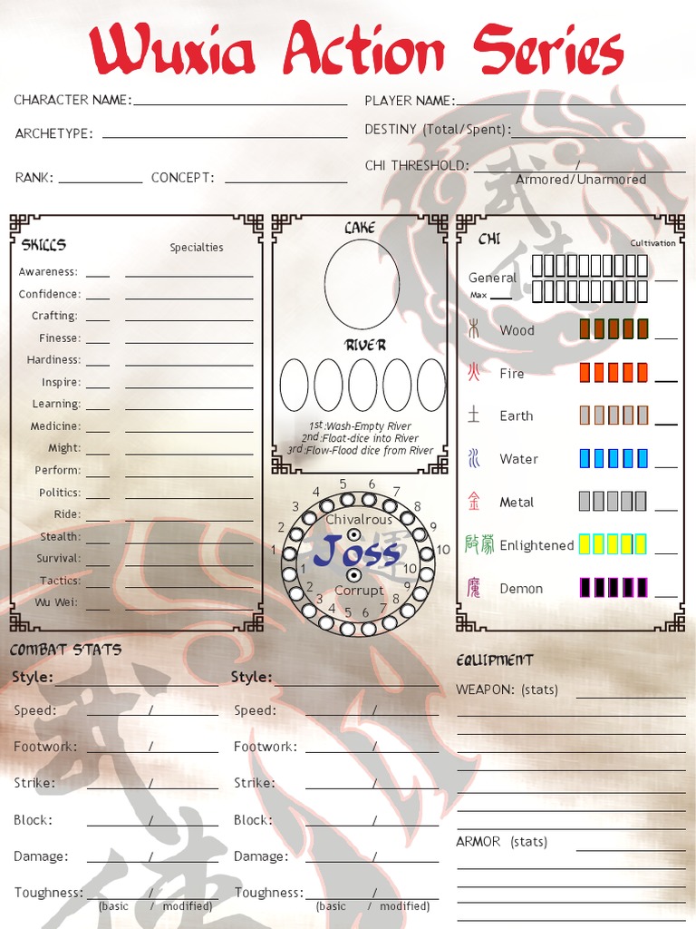 Wulin Character Sheet | PDF | Leisure