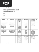 Speaking Rubric PET | PDF | Grammar | Vocabulary