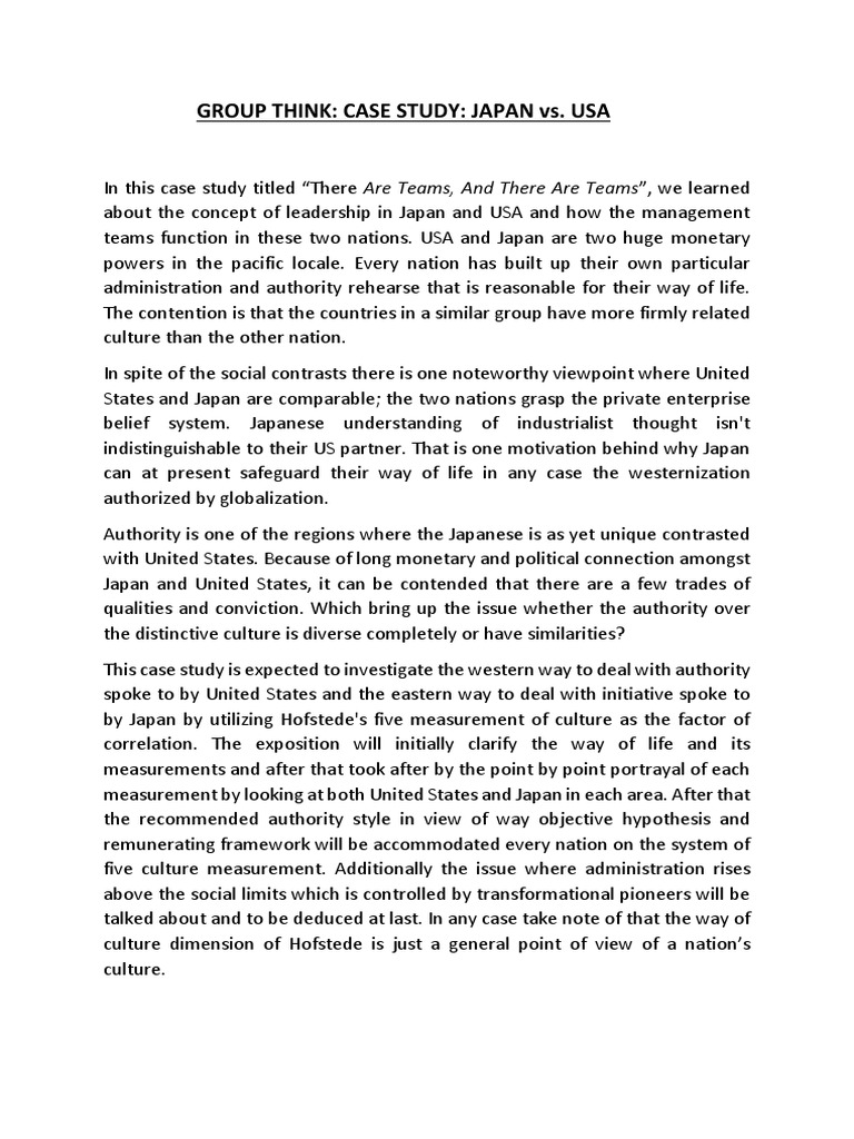Group Think: Case Study: Japan vs. Usa | PDF | Leadership | Collectivism