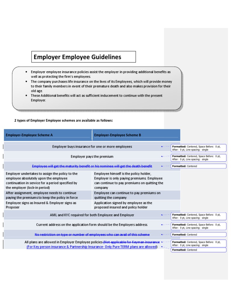 Employer Employee Guidelines PDF | PDF | Insurance | Life Insurance