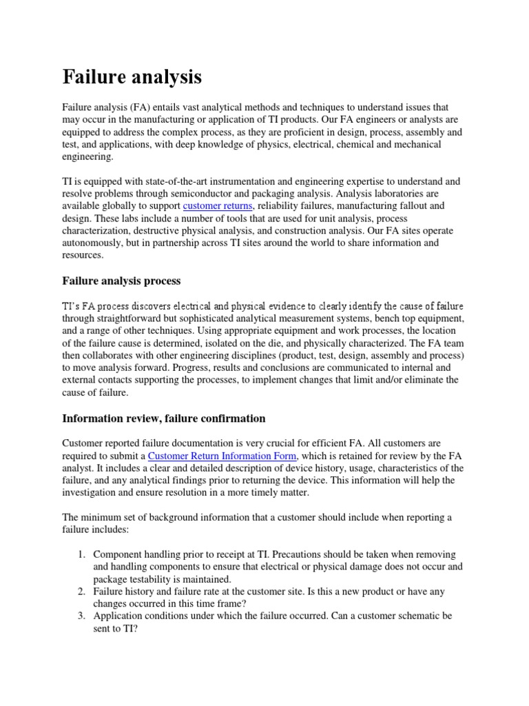 Failure Analysis Process | PDF | Failure Analysis | Intelligence Analysis