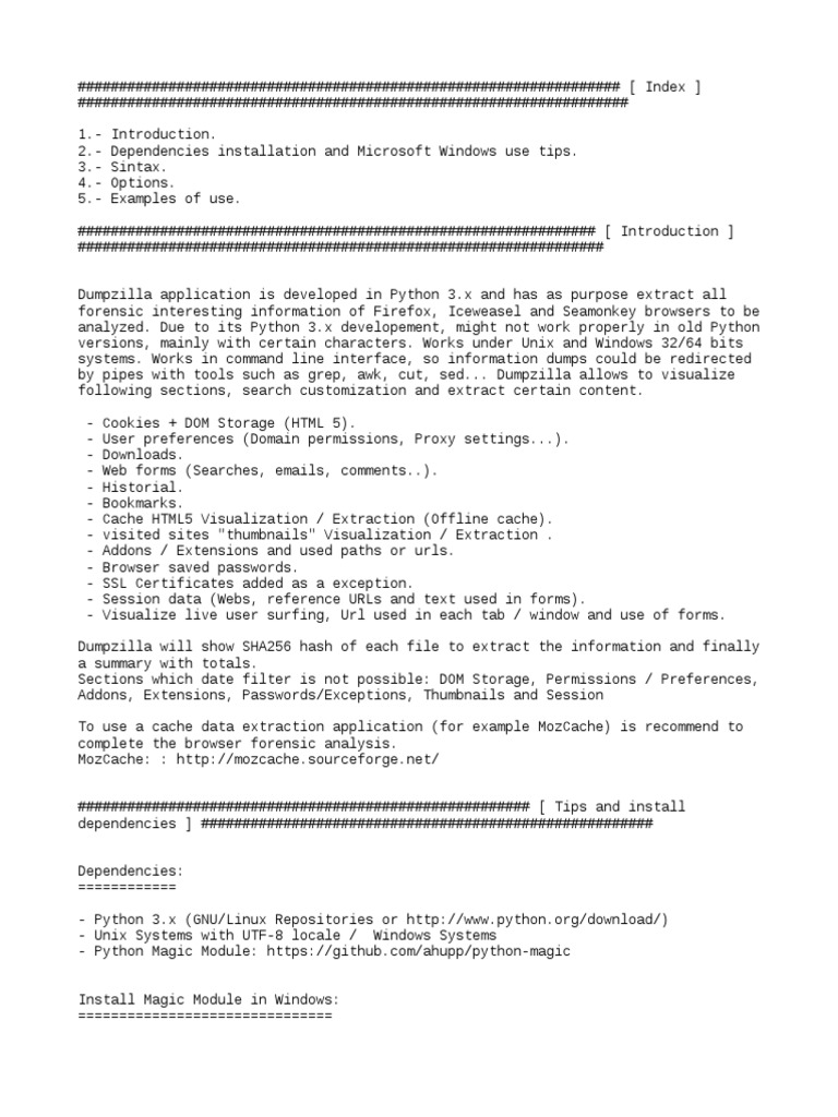 Manual Dumpzilla en | PDF | Http Cookie | Proxy Server