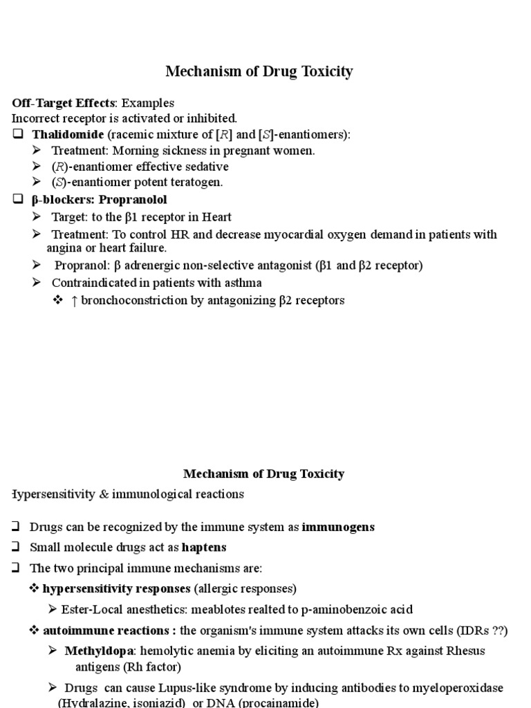 Mechanism of Drug Toxicity: Off-Target Effects: Examples Thalidomide ...