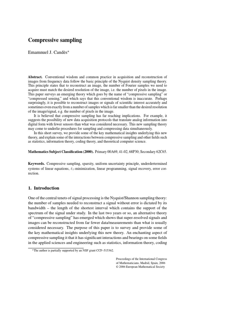 Compressive Sampling | PDF