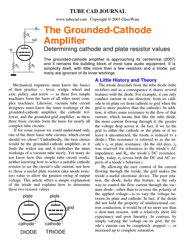 The Grounded Cathode Amplifier - John Broskie (WWW - Tubecad.com) (2003 ...