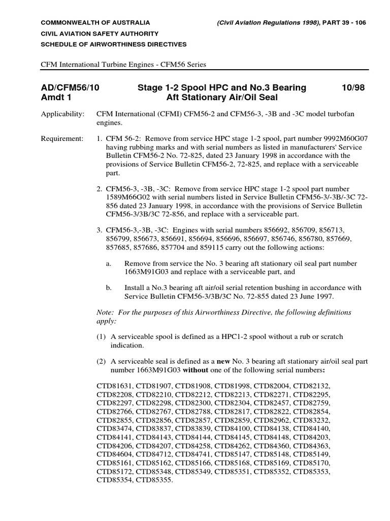 Mandatory Replacement of High-Pressure Compressor Spools and No. 3 ...