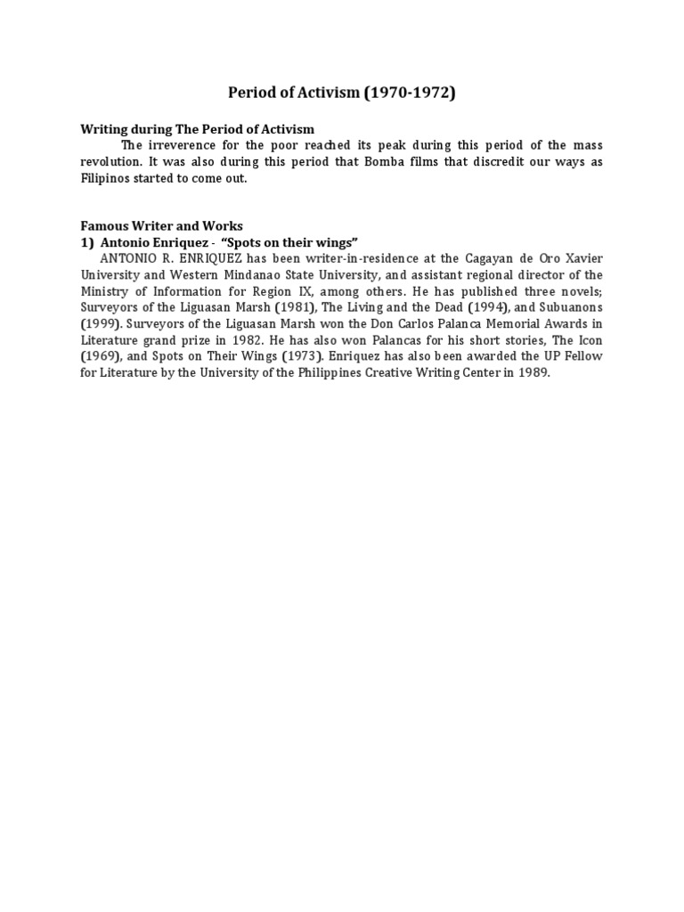 Activism and Literature (1970-1972) | PDF | Social Science | Classics