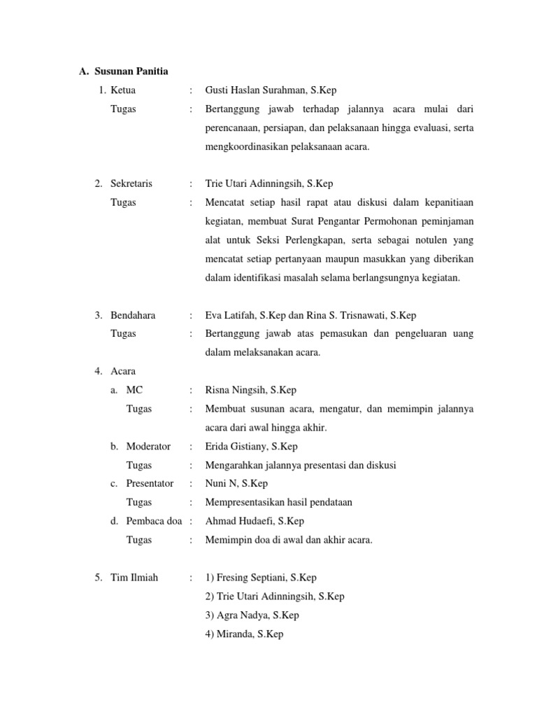 Susunan Panitia | PDF