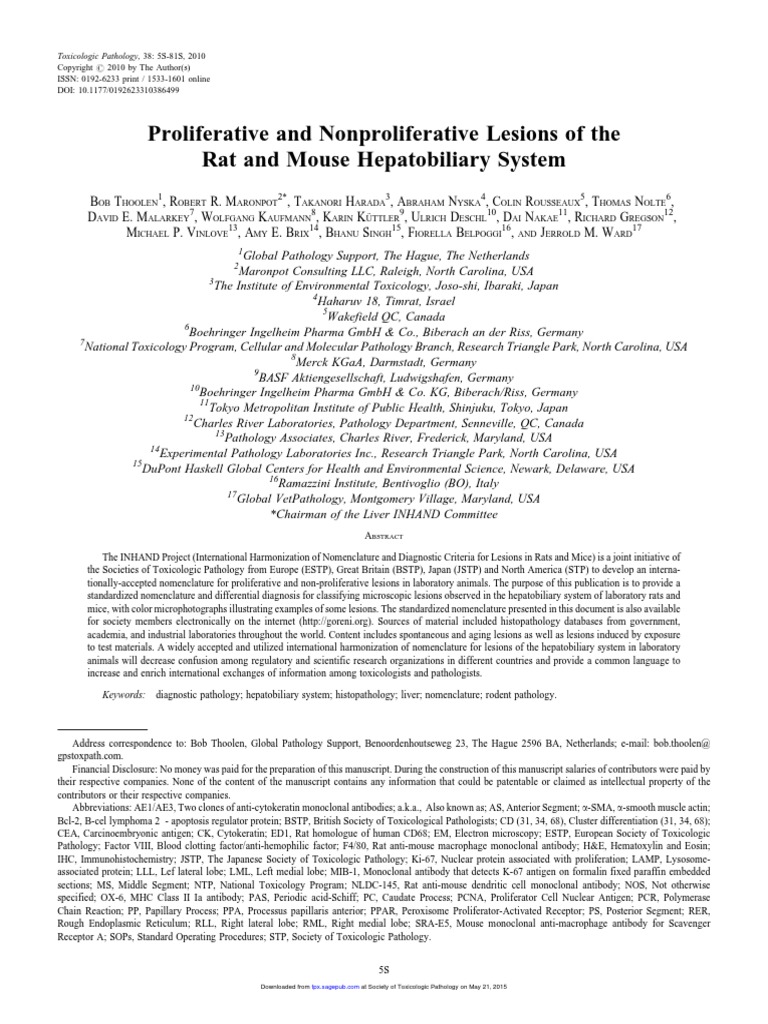 Proliferative and Nonproliferative Lesions of The Rat and Mouse ...