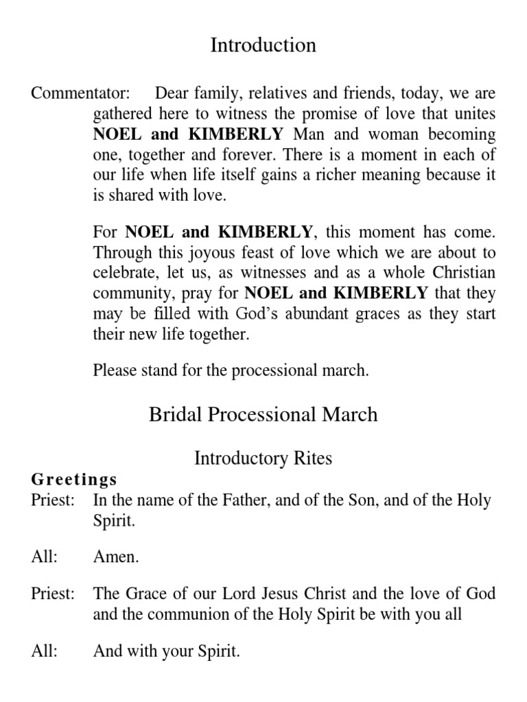 NOEL and KIMBERLY Man and Woman Becoming: Introductory Rites | PDF ...