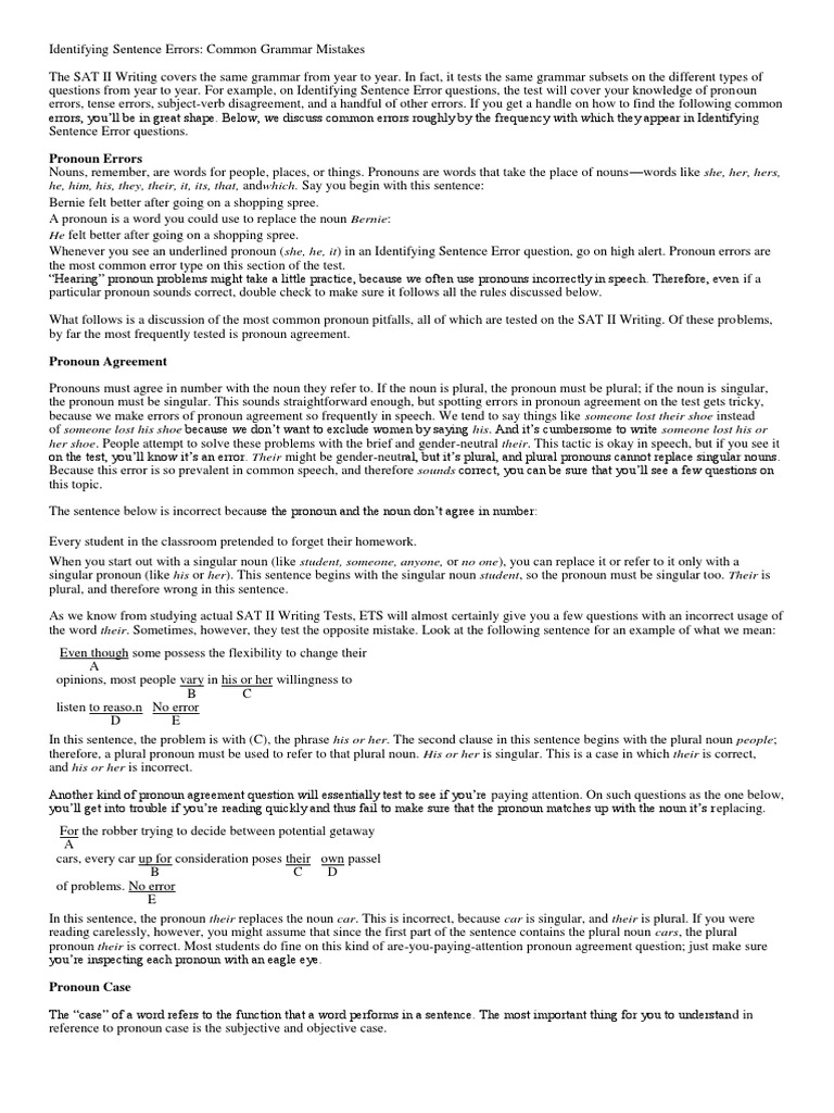 Common Pronoun Errors Explained | PDF | Grammatical Number | Pronoun