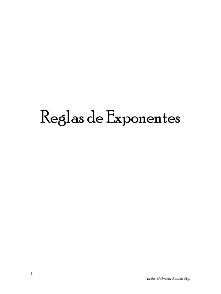 Reglas de Exponentes | PDF | Entero | Exponenciación