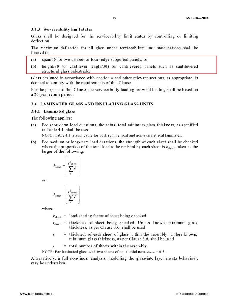 AS 1288-2006 Glass Deflection Limits | PDF | Glasses | Building Engineering