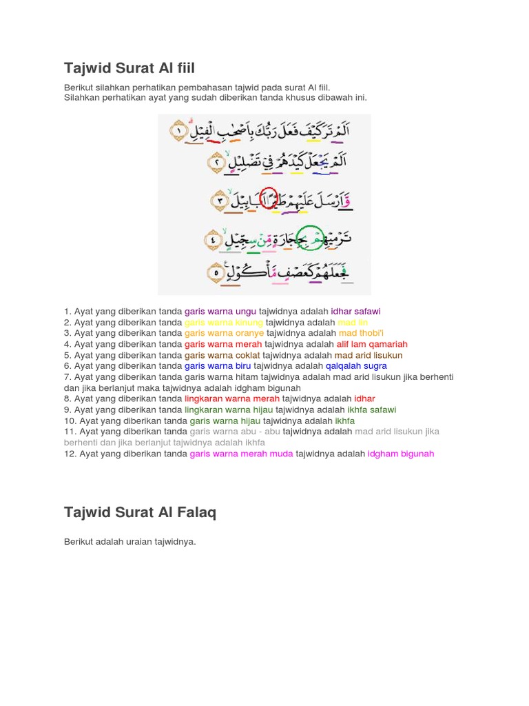 Tajwid Surat Al Fiil | PDF